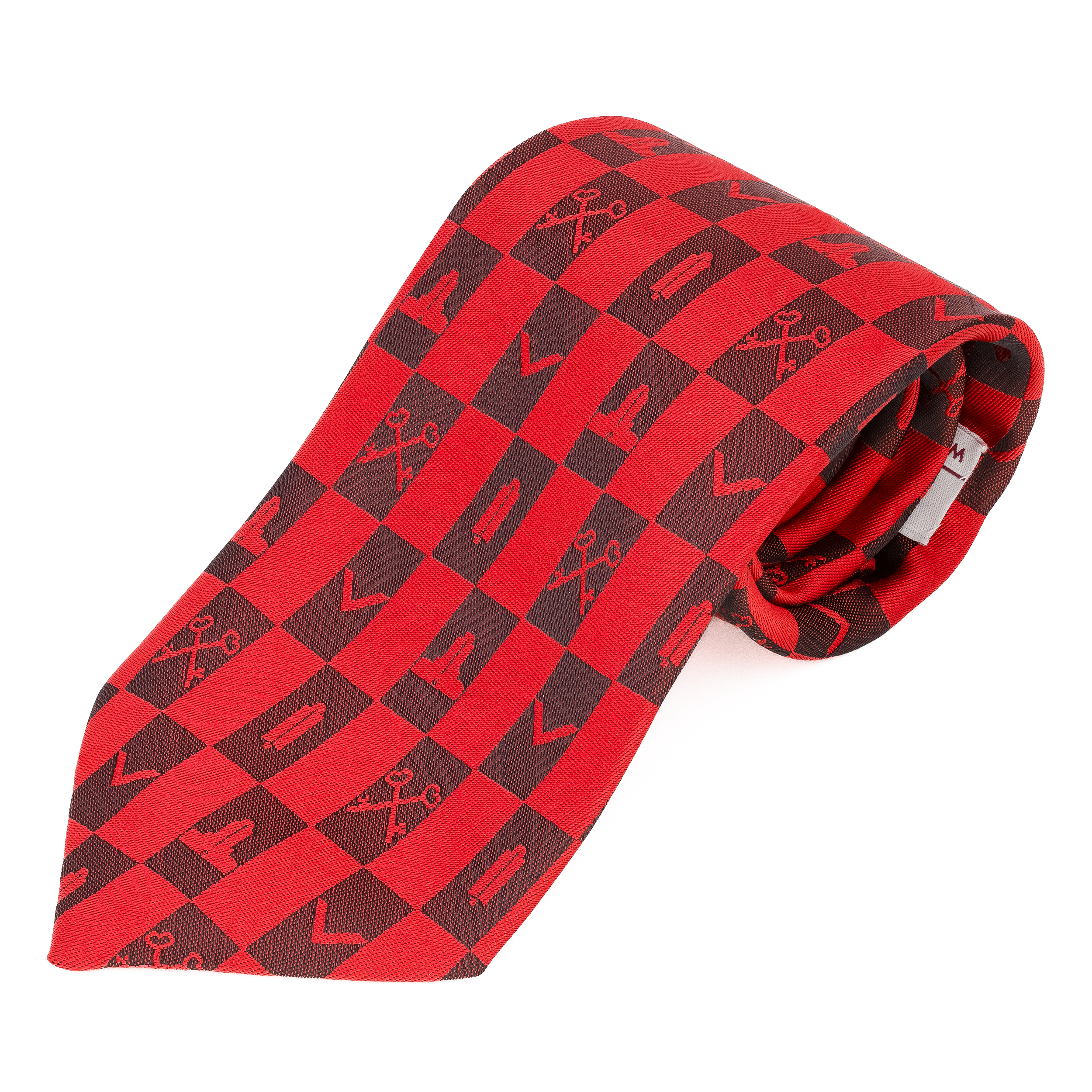 Red Masonic Tie – Architectural Block Pattern with Masonic Working Too ...